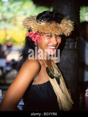 Young Polynesian female dancer, Rarotonga, Cook Islands, South Pacific ...