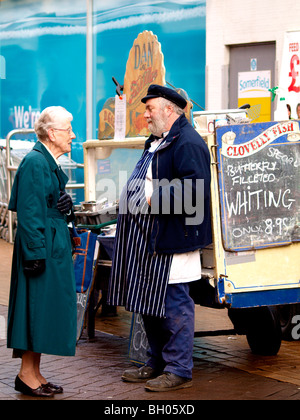 Dan the Fish Man with his stall, Bideford, Devon Stock Photo - Alamy