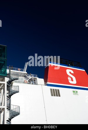 Stena Line logo at the funnel of ferry STENA HOLLANDICA. Stena Line is ...