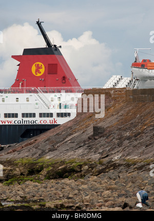 Caledonian Macbrayne ferry arrives at port on island of Eriskay from ...