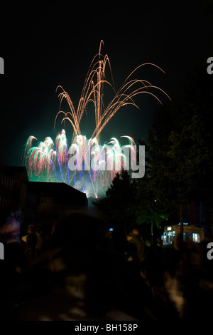 Firework display Bastille day celebrations Stock Photo - Alamy