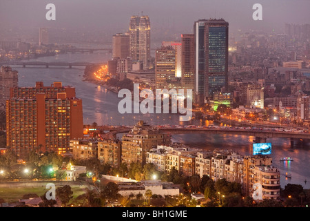 View at the high rise buildings of Zamalek district on the island of ...