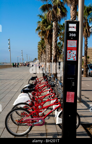 Public bicycles transport. Bicing station. Barcelona, Catalonia, Spain ...