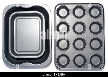 Grey teflon coated metal baking tray Stock Photo - Alamy