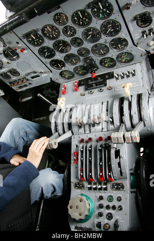 Cockpit of RAF Argosy 1970's transport aircraft at Midland Aviation ...