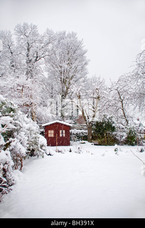Deep snow covered hut on French alpine hillside, Savoie, France Stock ...
