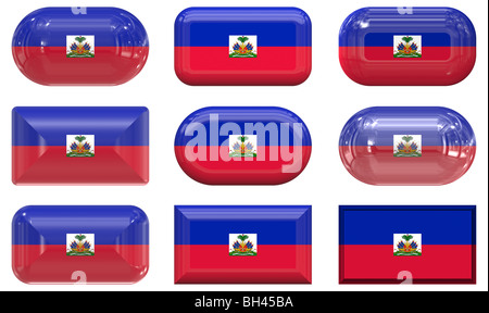 Nine glass buttons of the Flag of Haiti Stock Photo - Alamy