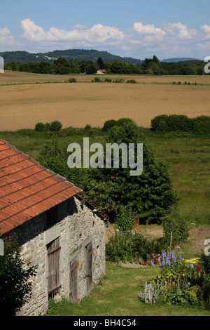 Limousin landscape with a stone building Stock Photo - Alamy