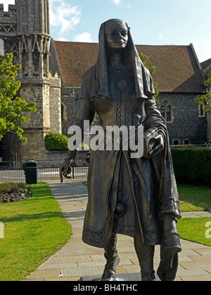 Statue of Bertha, Queen of Kent, princess of the Franks, in front of ...