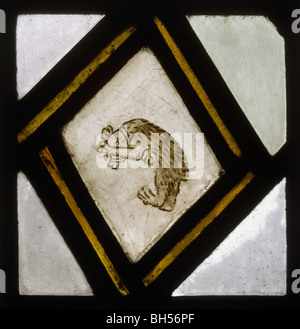 York Minster stained glass panel in the Zouche chapel, medieval. Bird ...