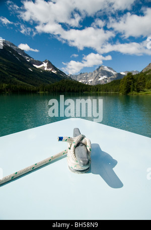 Chief Two Guns tour boat at the floating dock on Swiftcurrent Lake ...