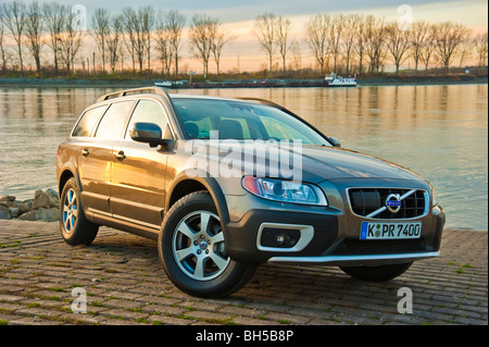 Rear and side view of Volvo XC 70 four wheel drive station wagon parked ...
