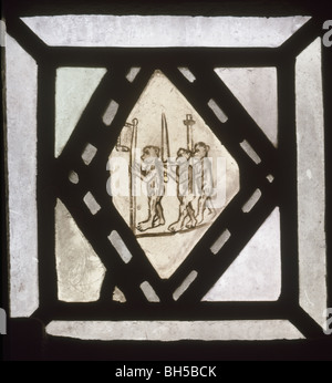 York Minster stained glass panel in the Zouche chapel, medieval. Bird ...