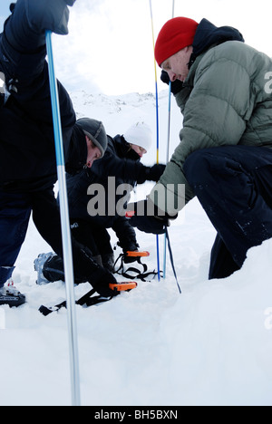 Avalanche search & rescue training with avalanche beacons and snow ...