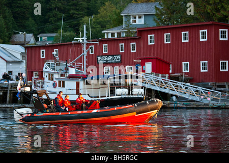 Coast guard boat 508 in front of Telegraph Cove Vancouver Island ...