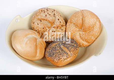 Kaiser or Vienna bread rolls sprinkled with poppy and sesame seeds ...