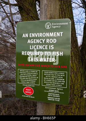UK Environment agency rod licence notice for the river Thames Stock ...