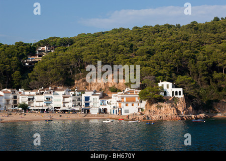 Spain Catalonia. Tamariu on the Costa Brava coast. September 2014 Boats ...