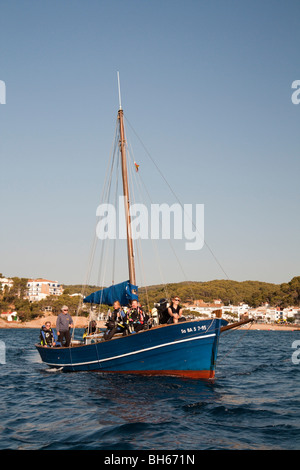 Boat at Mediterranean Sea in Costa Smeralda Sardinia Italy sunrise ...