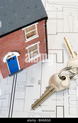 House With Keys And Plans Stock Photo - Alamy