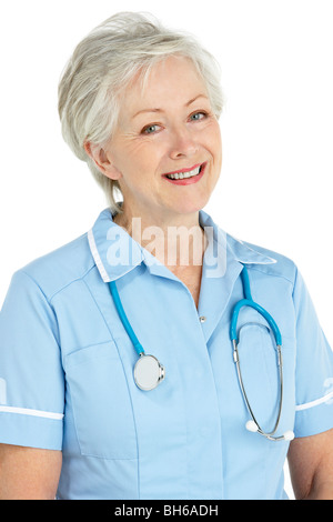 Studio Portrait Of Senior Nurse Stock Photo - Alamy