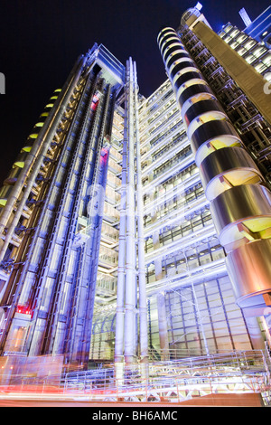 Lloyds TSB building London night photograph with outside lifts and ...