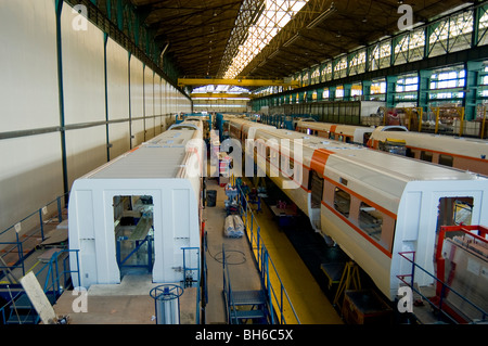 Railway Bogie wheels being assembled at the CAF factory in Bilbao ...