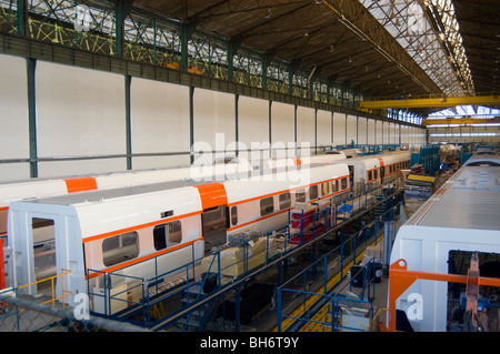Railway Carriages being assembled at the CAF factory in Bilbao Stock ...