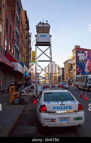 NYPD mobile police observation watchtower overlooking Seventh Avenue ...