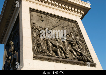 Bronze relief panel at the base of Nelson's Column depicts the death of ...