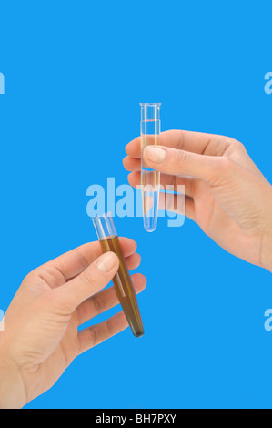 Sample of clean and dirty water isolated on white background Stock ...