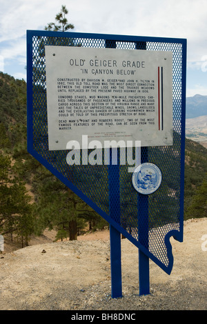 Old Geiger Grade history marker on scenic highway 341, Virginia City ...