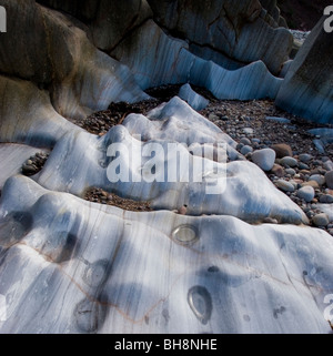 Limestone ripples and shapes, Sandend, Banffshire, Scotland Stock Photo ...