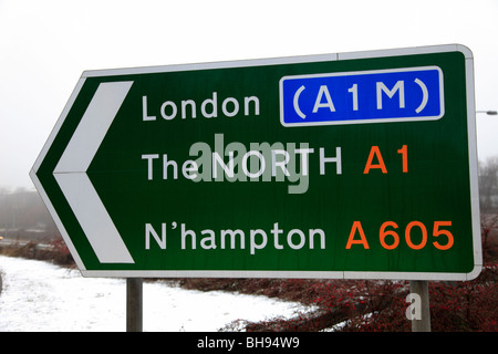 A road primary route sign with junction information England UK Stock ...