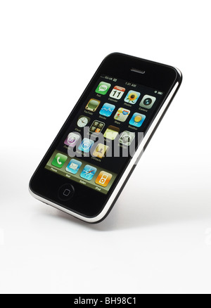 Apple iPhone 4 cut out on white background with reflection and clipping ...