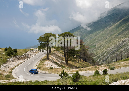 Looking down from the top of the Llogora pass with Albanias unspoilt ...
