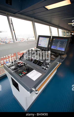 Container ship bridge wing Stock Photo - Alamy