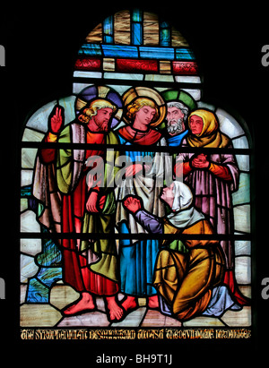 A stained glass window designed by Horatio Walter Lonsdale depicting ...