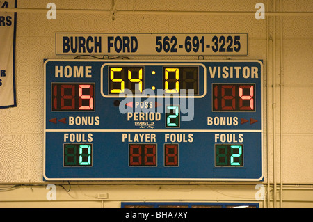Basketball scoreboard in high school gym Stock Photo - Alamy