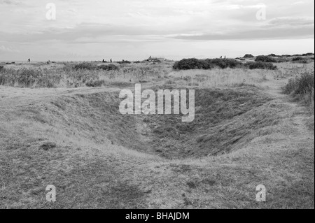 Shell craters at Pointe Du Hoc, Normandy, France Stock Photo - Alamy