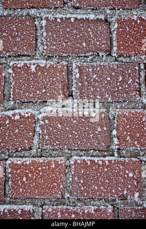 Old frozen brick wall covered by hoarfrost Stock Photo - Alamy