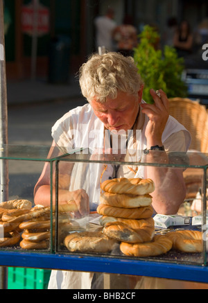 Poland, Krakow, pretzels ( obwarzanki ) traditional Krakowian bread ...
