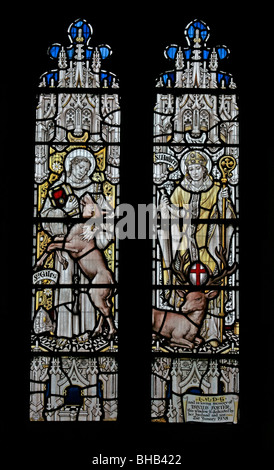 A stained glass window by A. L. Moore depicting The Lamb of God ...
