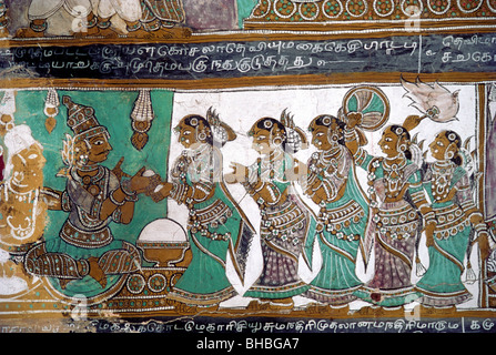 17th century Ramayana paintings in Vishnu temple at Alagar Kovil near ...