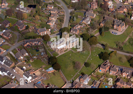 Aerial view of Gnosall in Staffordshire with Navigation Inn next to the ...