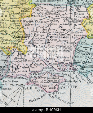 Original old map of Hants County from 1884 geography textbook Stock ...