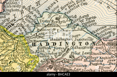 Original old map of Haddington County from 1884 geography textbook ...