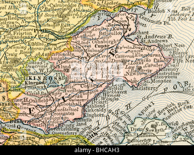 Vintage map of Fife, Scotland Stock Photo - Alamy