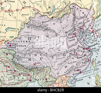 Old map of China from original geography textbook, 1903 Stock Photo - Alamy