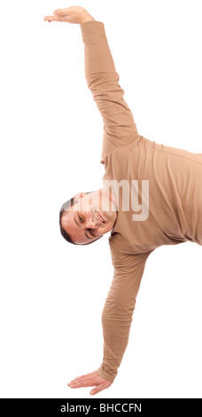 Man pushing to the sides of the image as if he is in a box Stock Photo ...